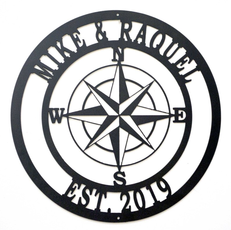 Metal Family Name and Year With Compass Sign RMW 311 - Etsy