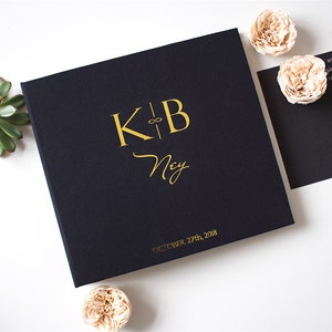 Wedding Black Guest Book With Gold Lettering, Instax Guest Book ...