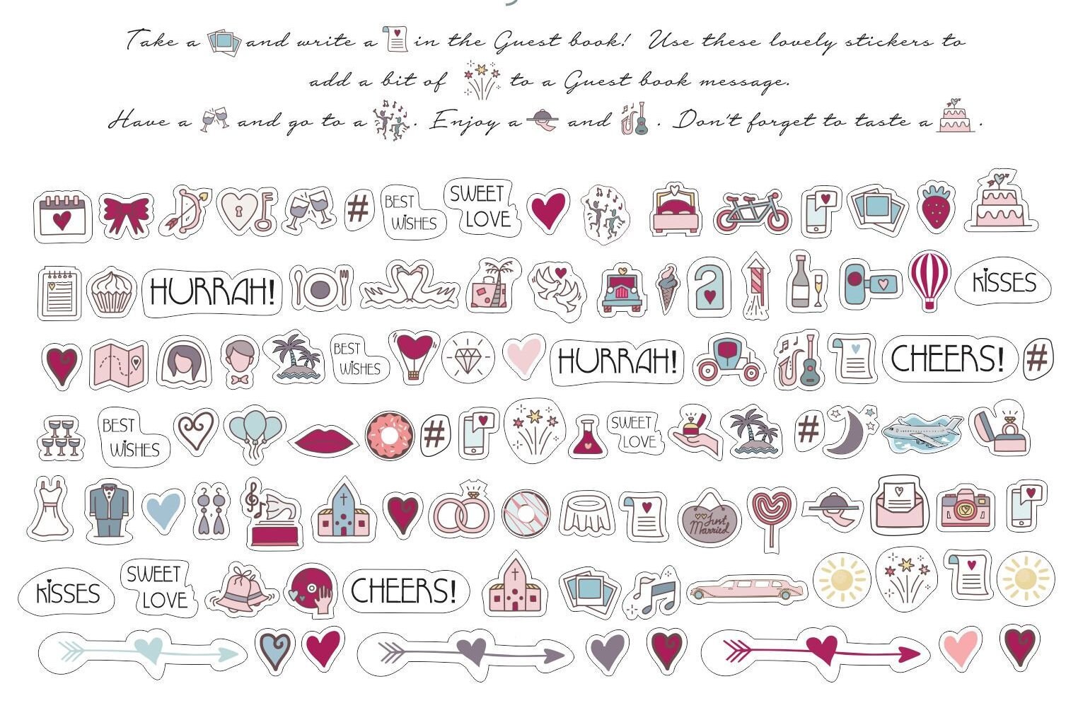 Transparent Wedding Stickers Emoji for the Wedding Guest Book | Etsy Canada