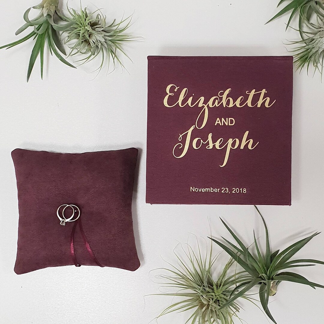Personalized Wedding Ring Box With Vows and Wedding Ring Pillow Ring ...