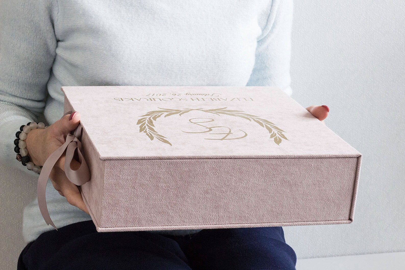 Navy Large Memory Box With Gold Lettering Time Capsule Box | Etsy