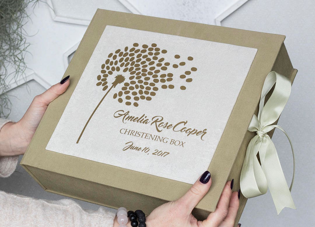 Baby Time Capsule Box With Gold Lettering, Large Memory Box, New Baby ...