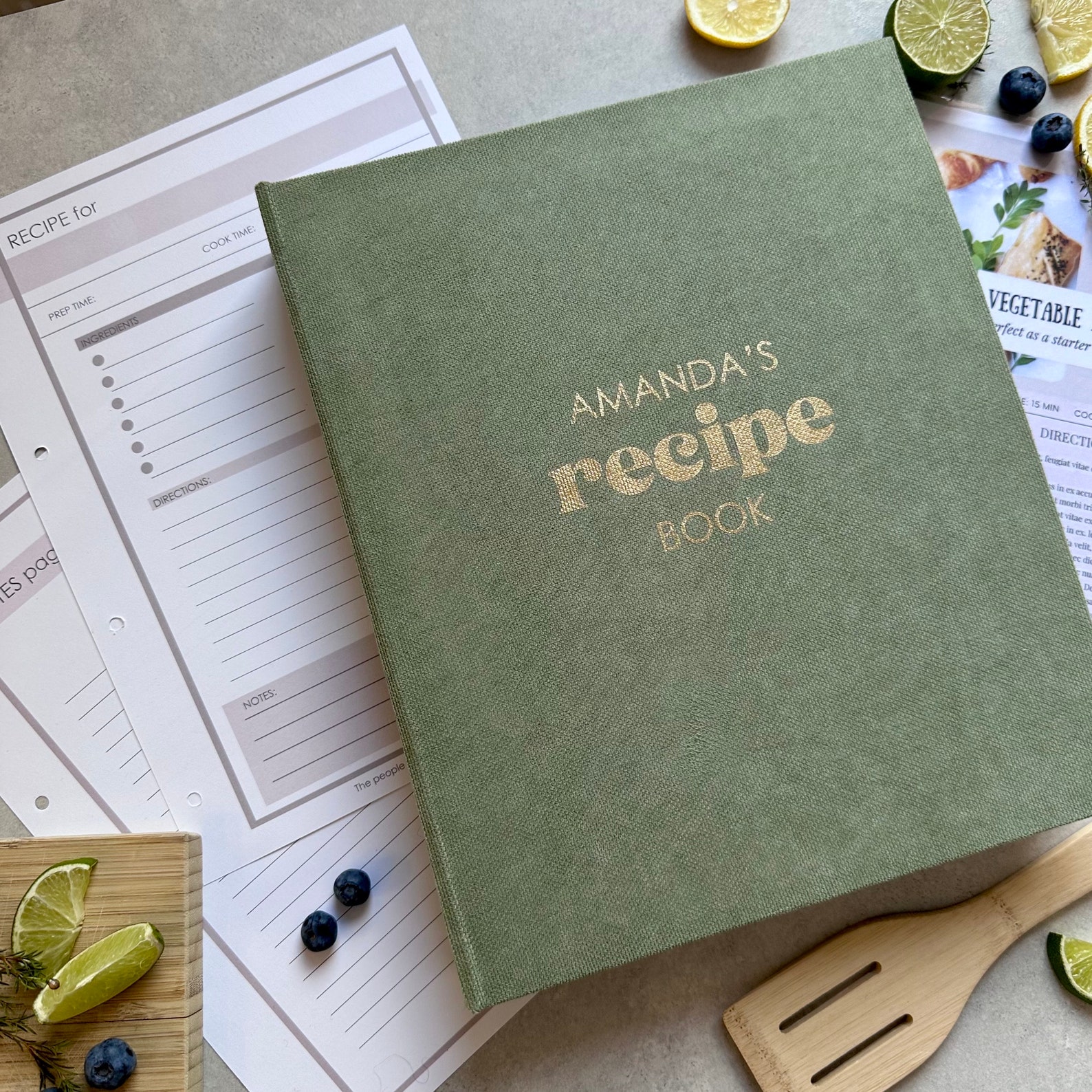 Personalised Recipe Book Binder, Cookbook, Custom A4 4 Ring Binder With ...
