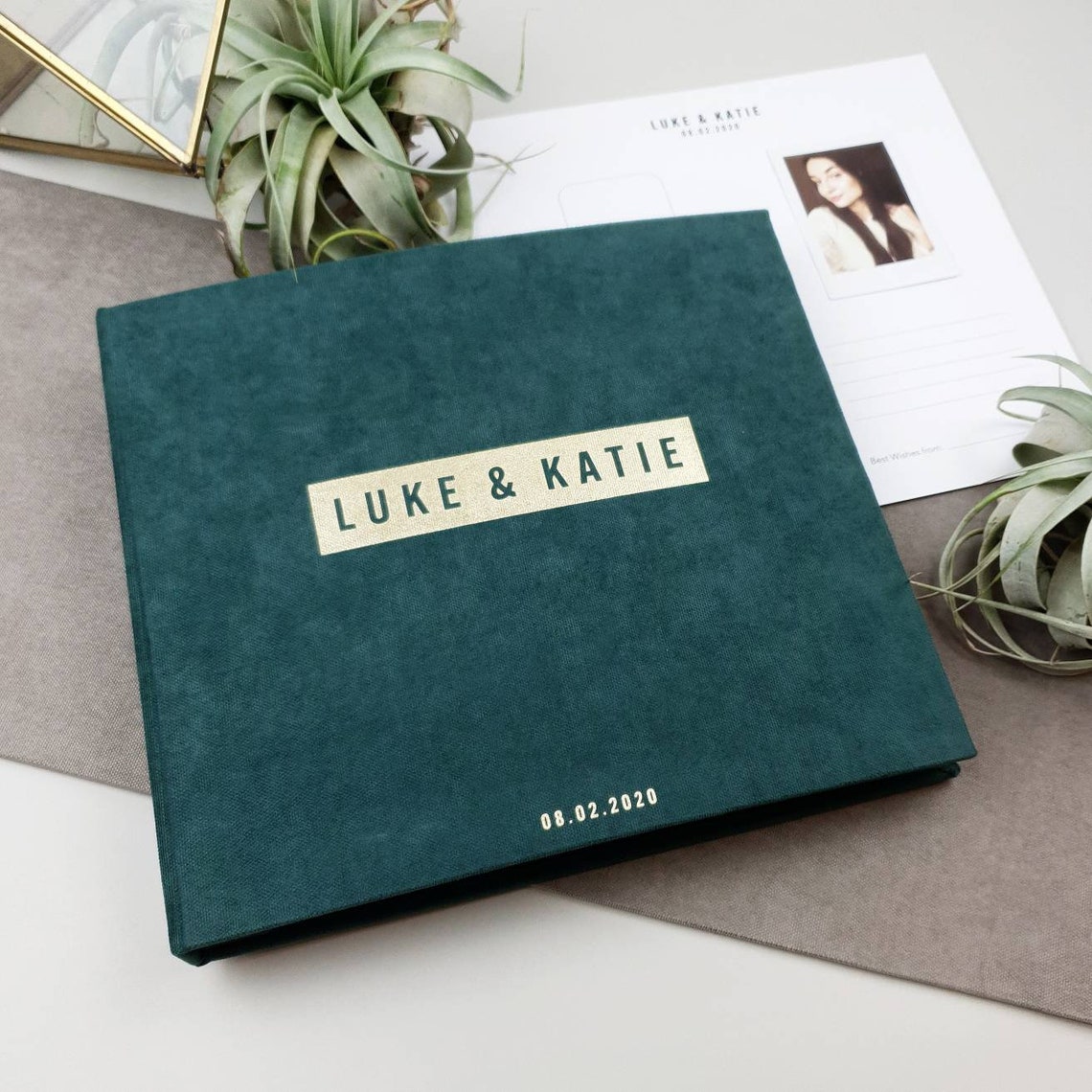 Wedding Guest Book Hunter Green With Foil Gold Lettering | Etsy