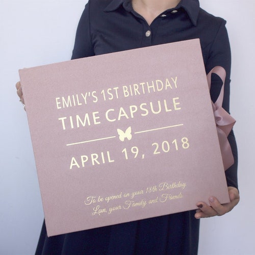 Dusty Pink Extra Large Memory Box With Gold Lettering Time - Etsy