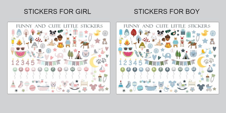 Cute Baby Stickers for first baby book First Year Stickers | Etsy