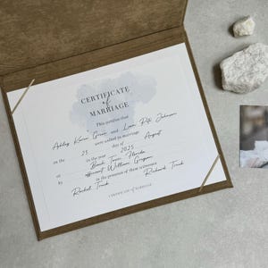 Marriage Certificate Folder Cover, Personalised Wedding Certificate A4 ...