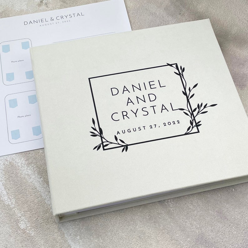 Ivory Wedding Album With Black Lettering Personalized Photo - Etsy
