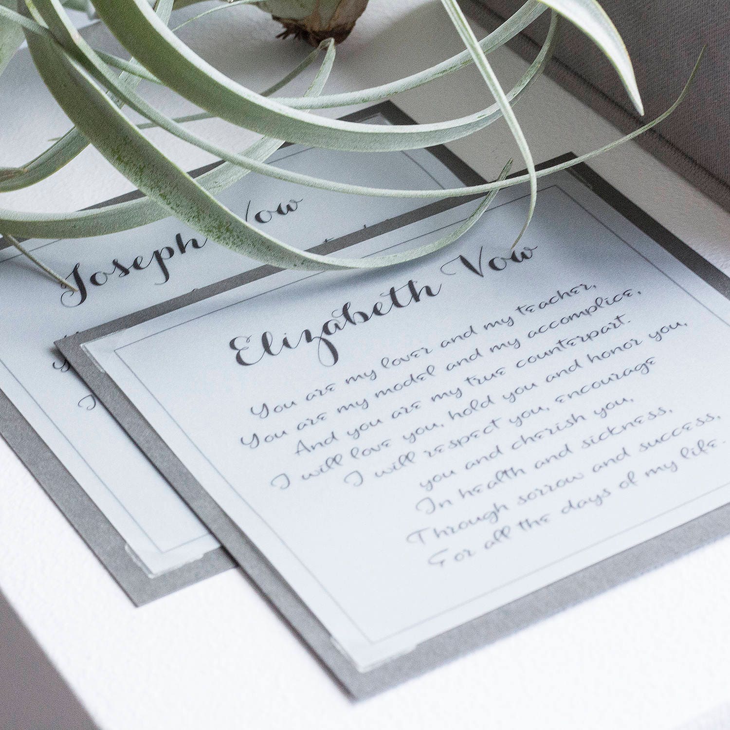 Personalized wedding ring box with vows paper cards and | Etsy