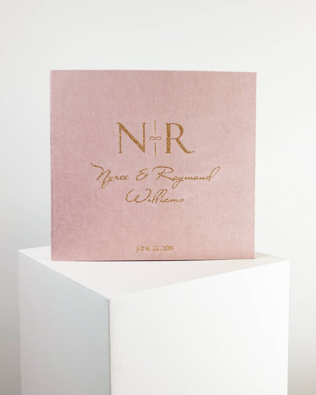 Baby Pink Wedding Album With Glitter Gold Lettering, Instax Album ...