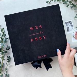 Personalized Wedding Gift Box, Black Memory Box With Red Writting ...