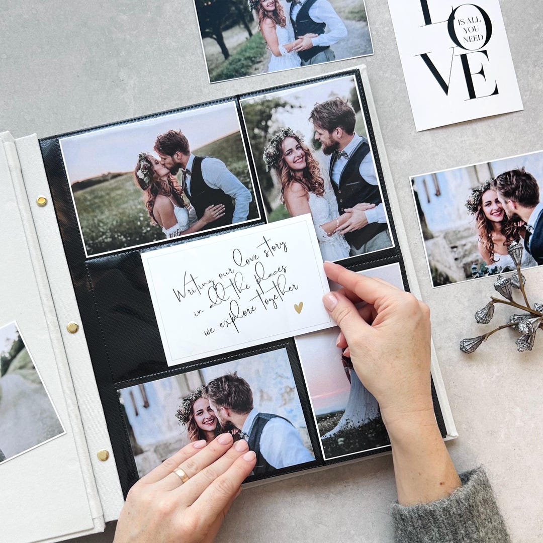 Personalized Wedding Photo Album: Slip in 4x6 Photos, Family Memory ...