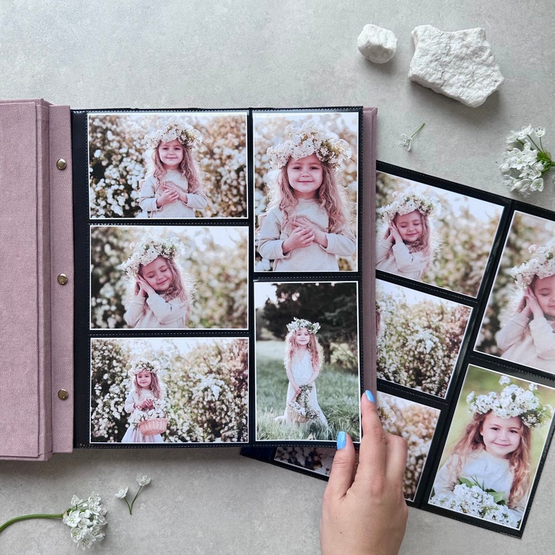 Extra Large Dusty Pink Baby Girl Photo Album, Slip in 4x6 Photo Memory ...