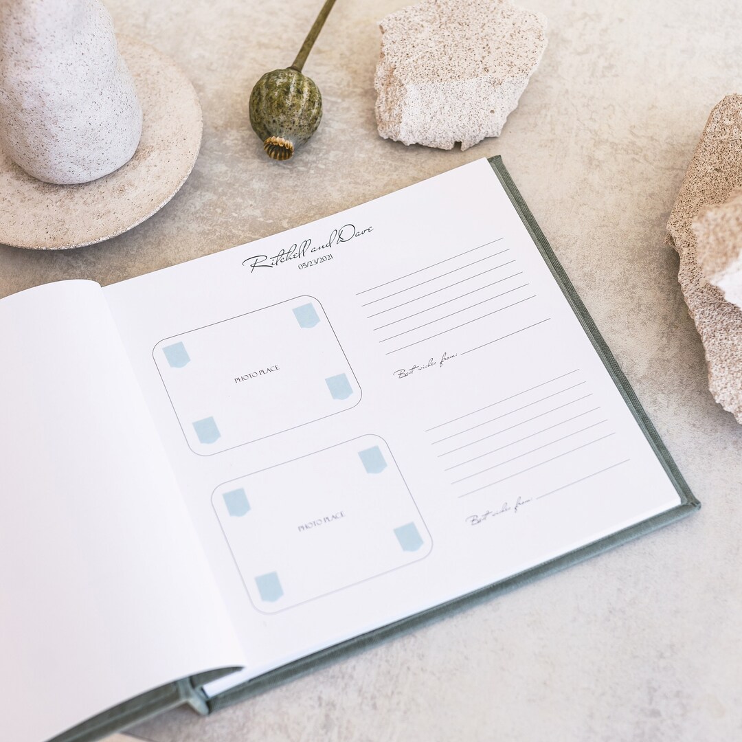 Modern Wedding Guest Book With White Lettering, Instax Photo Personalized Book, Photo Guestbook ...