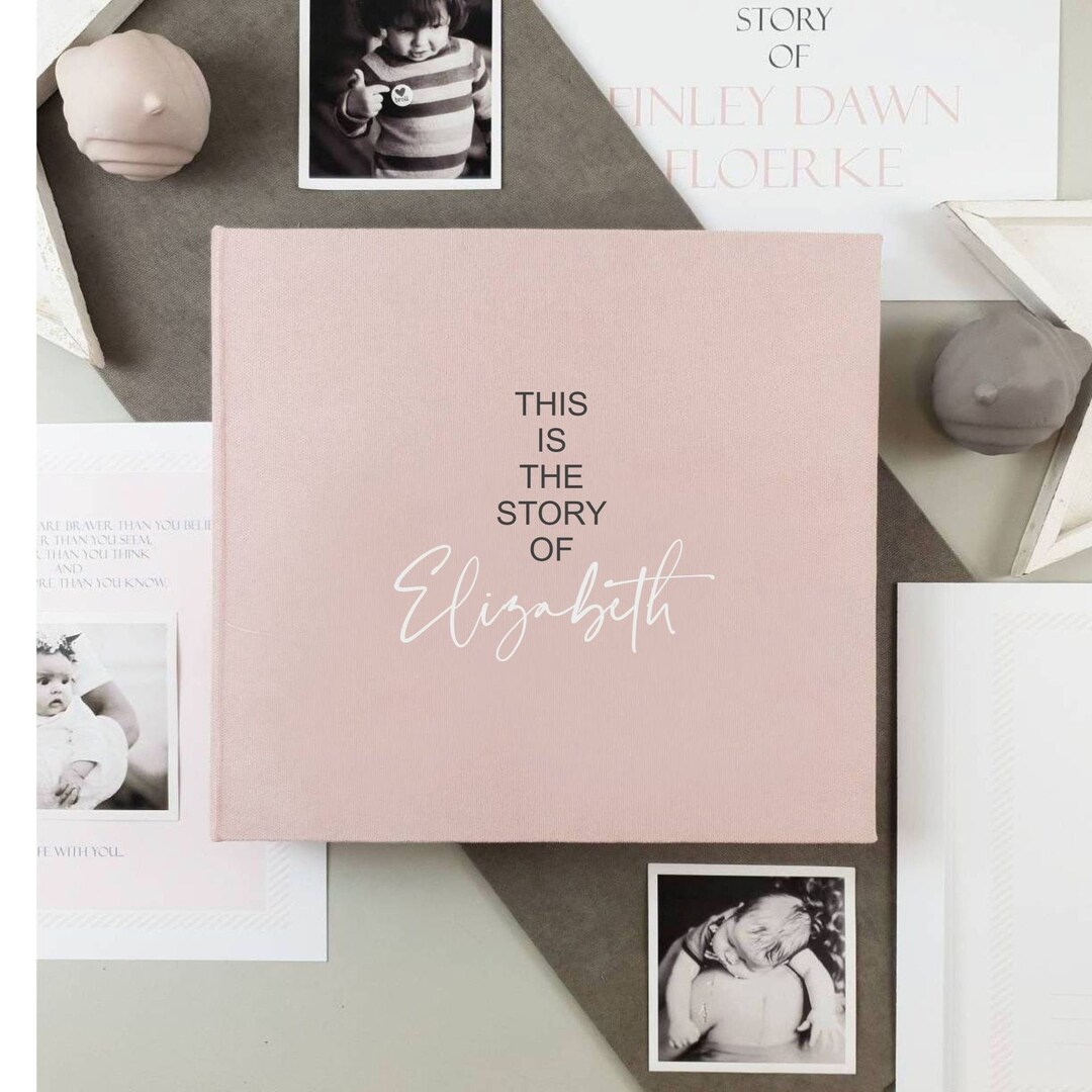 First Year Baby Pink Memory Book as Modern Baby Shower Gift, Photo ...