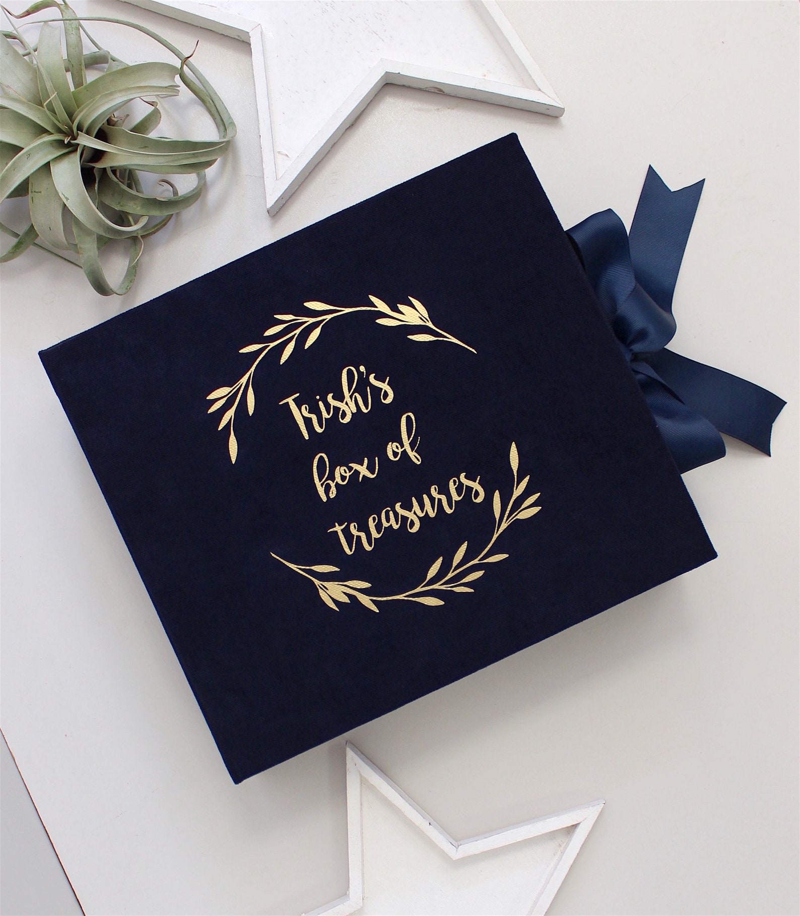 Personalized Baby Keepsake Box With Gold Lettering Memory - Etsy