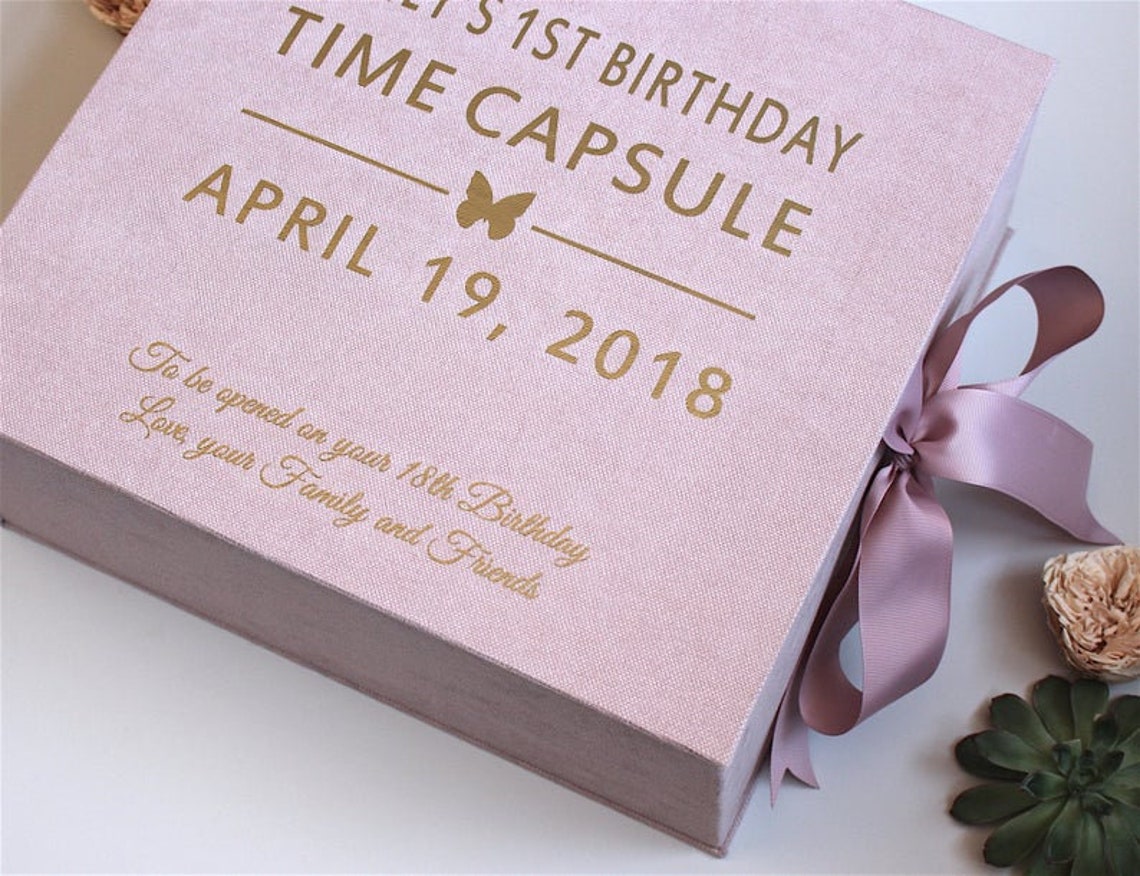 Dusty Pink Extra Large Memory Box With Gold Lettering Time - Etsy