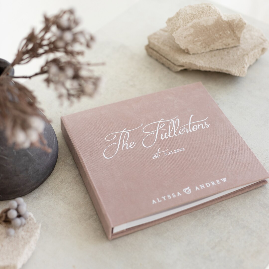 Handmade Dusty Pink Wedding Photo Guest Book With White Lettering ...