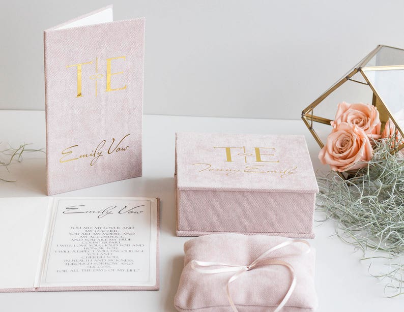 Blush Pink Personalised Wedding Ring Box With Wedding Vow - Etsy