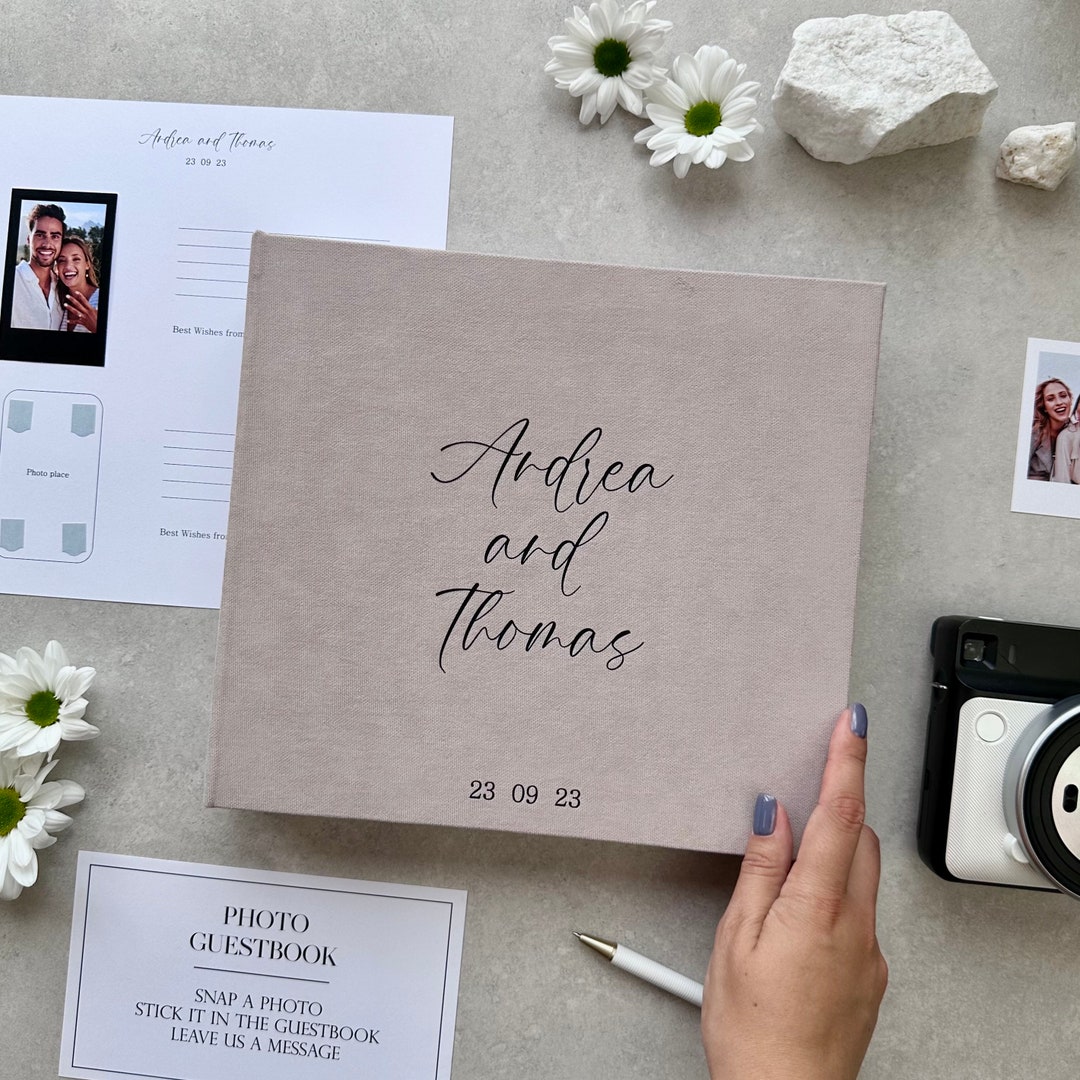 Personalized Photo Guest Book Latte Wedding Album With Black Accents ...