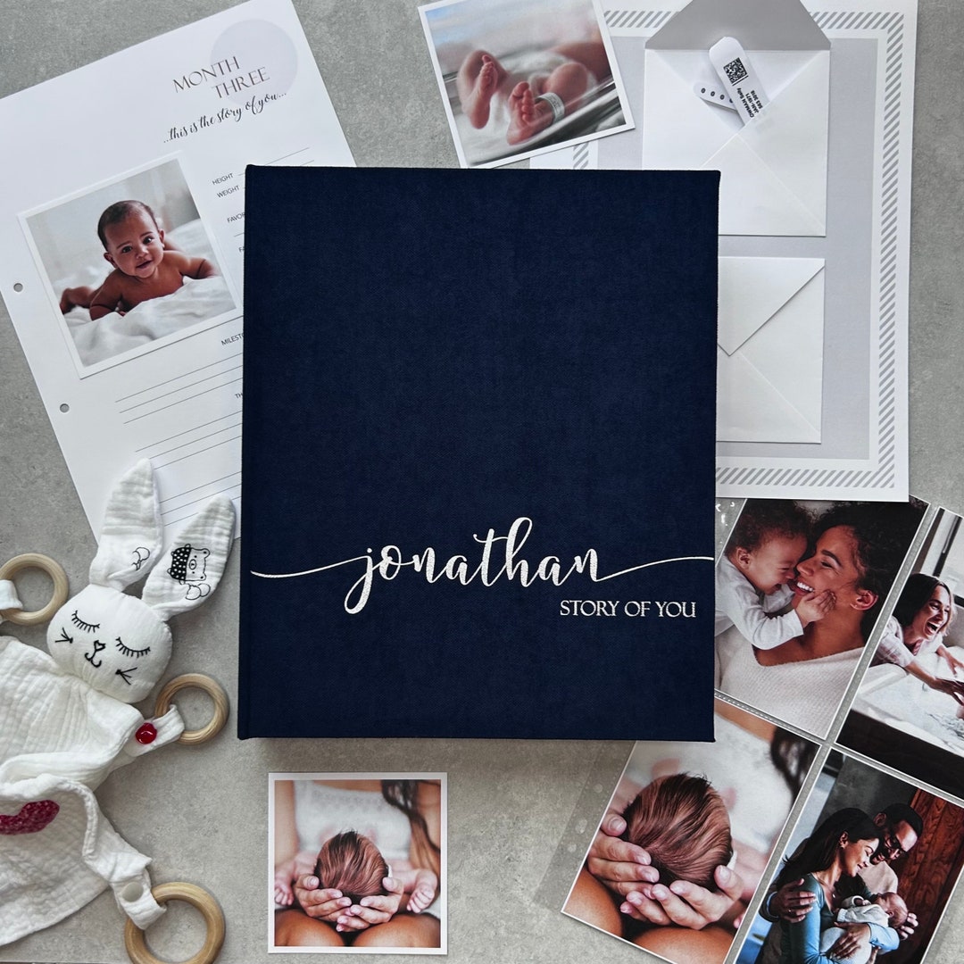 First Year Baby Book - Binder, Personalized Baby's Memory Book, Modern ...