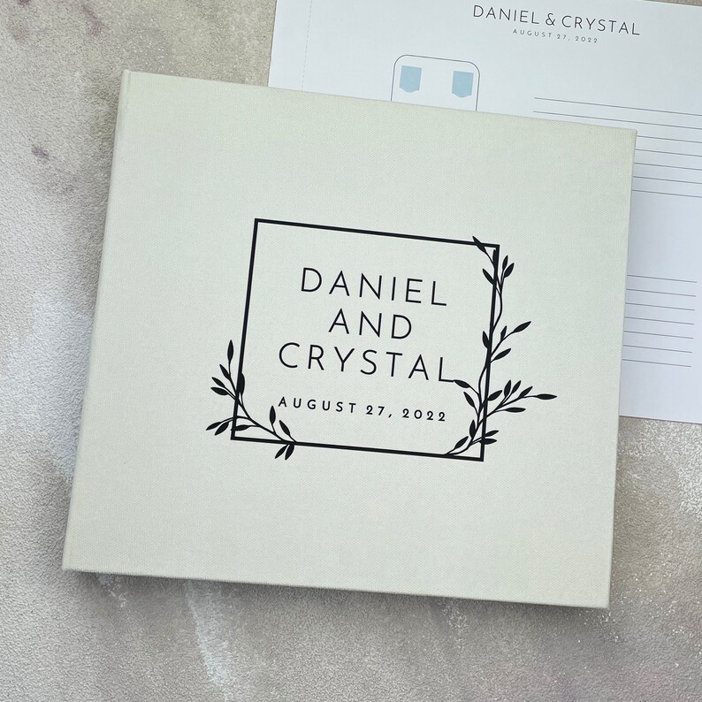 Ivory Wedding Album With Black Lettering Personalized Photo - Etsy