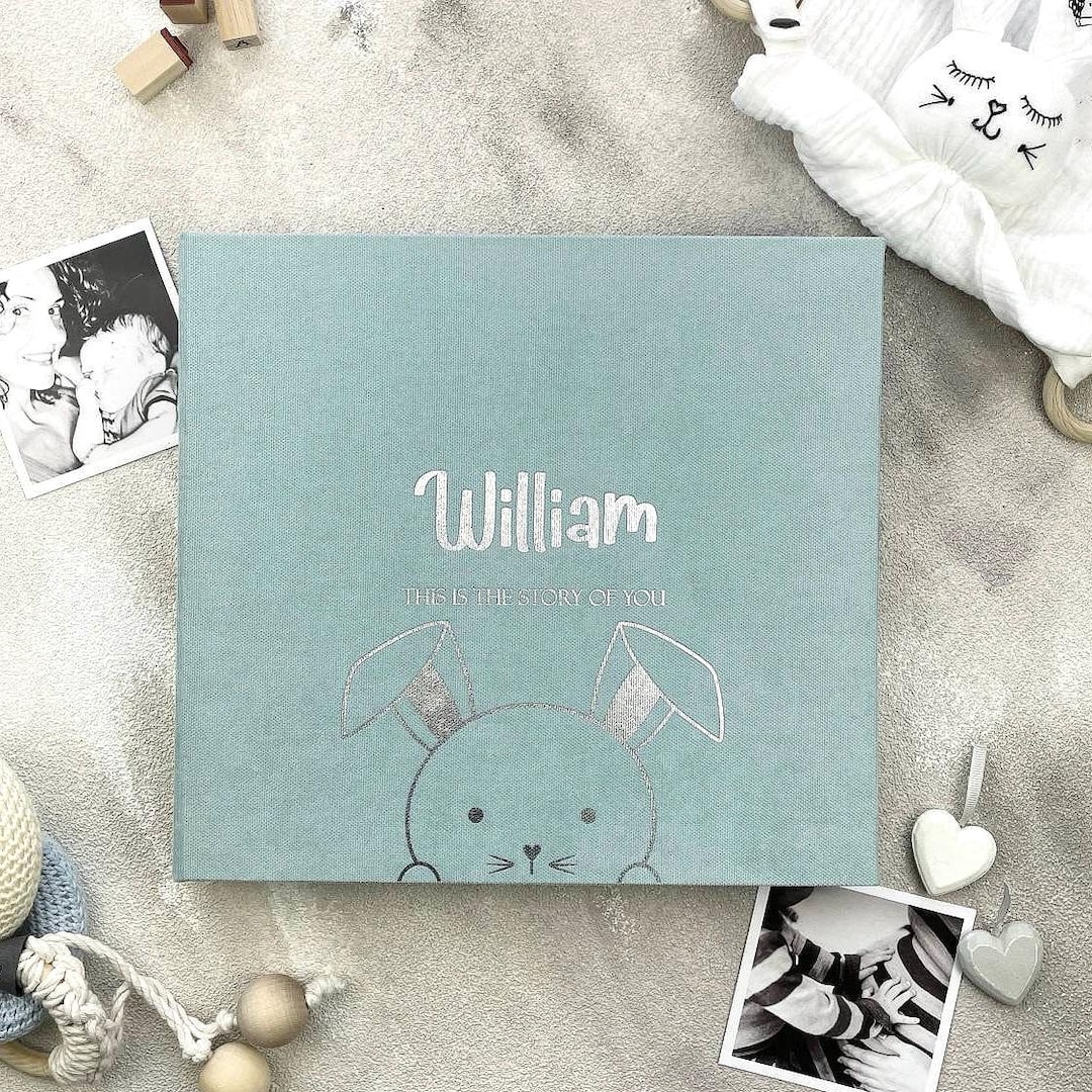 First Year Baby Memory Book | Mint Sea Blue Baby Album | Modern Baby ...