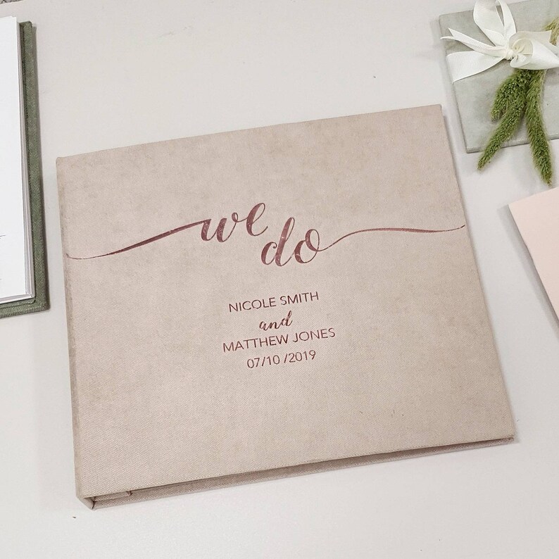 Dusty Pink Wedding Guest Book With Foil Rose Gold Lettering | Etsy