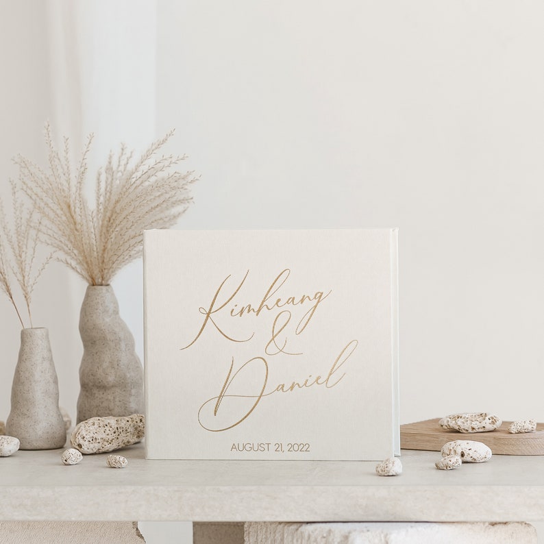 Modern Ivory Wedding Album With Foil Gold Lettering - Etsy