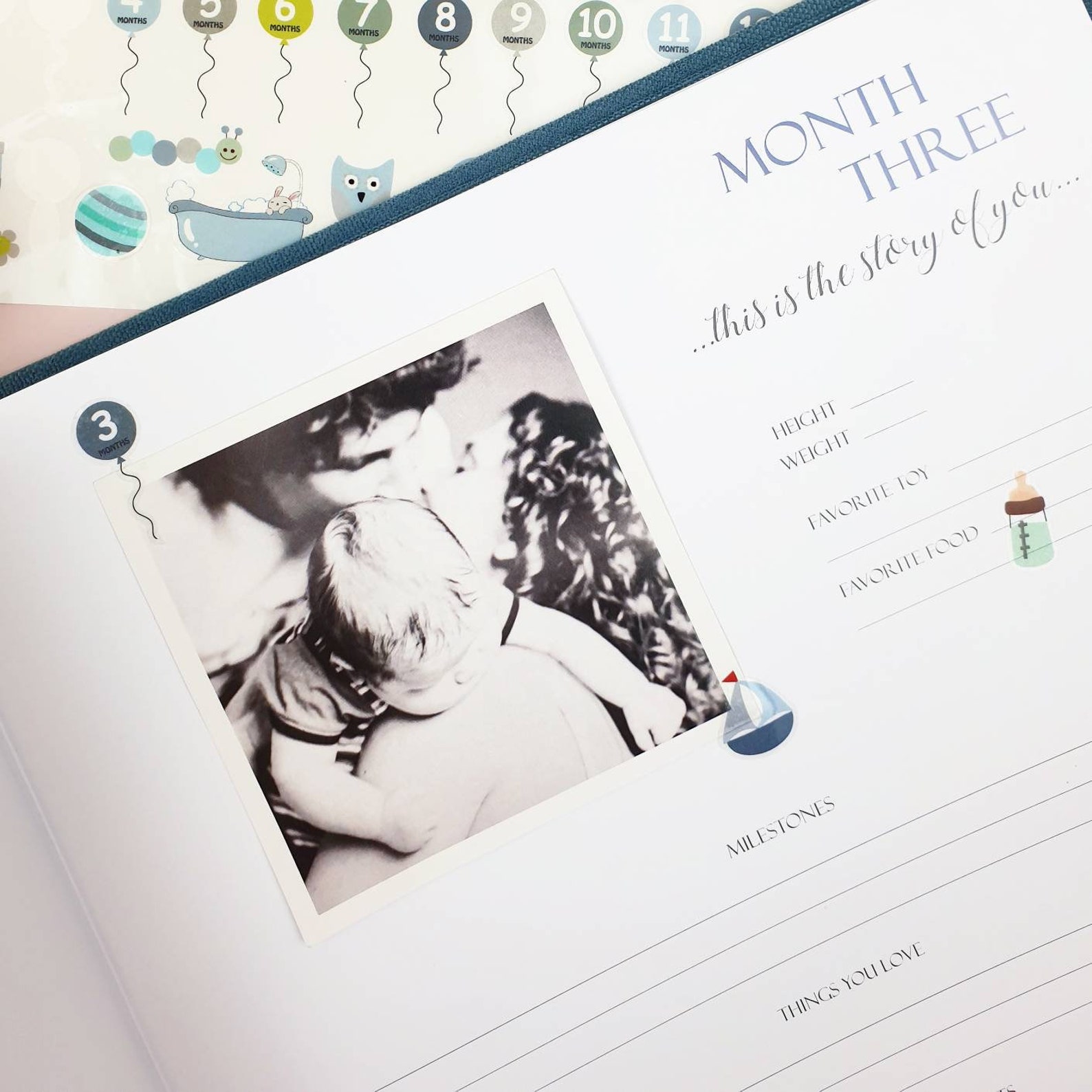 Cute Baby Stickers for First Baby Book, First Year Stickers, Baby Month ...