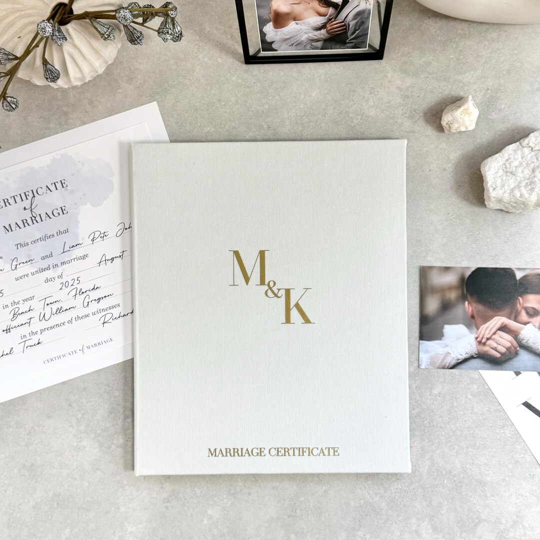 Marriage Certificate Folder Cover, Personalised Wedding Certificate A4 ...