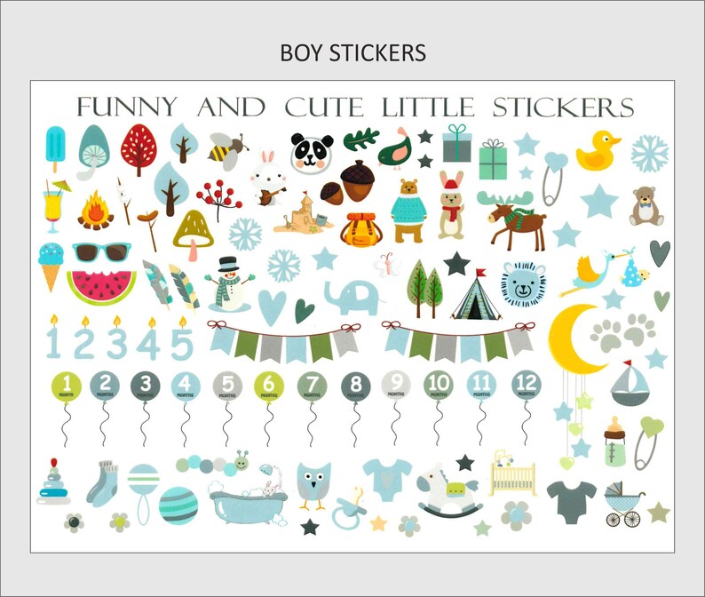 Cute Baby Stickers for First Baby Book First Year Stickers - Etsy