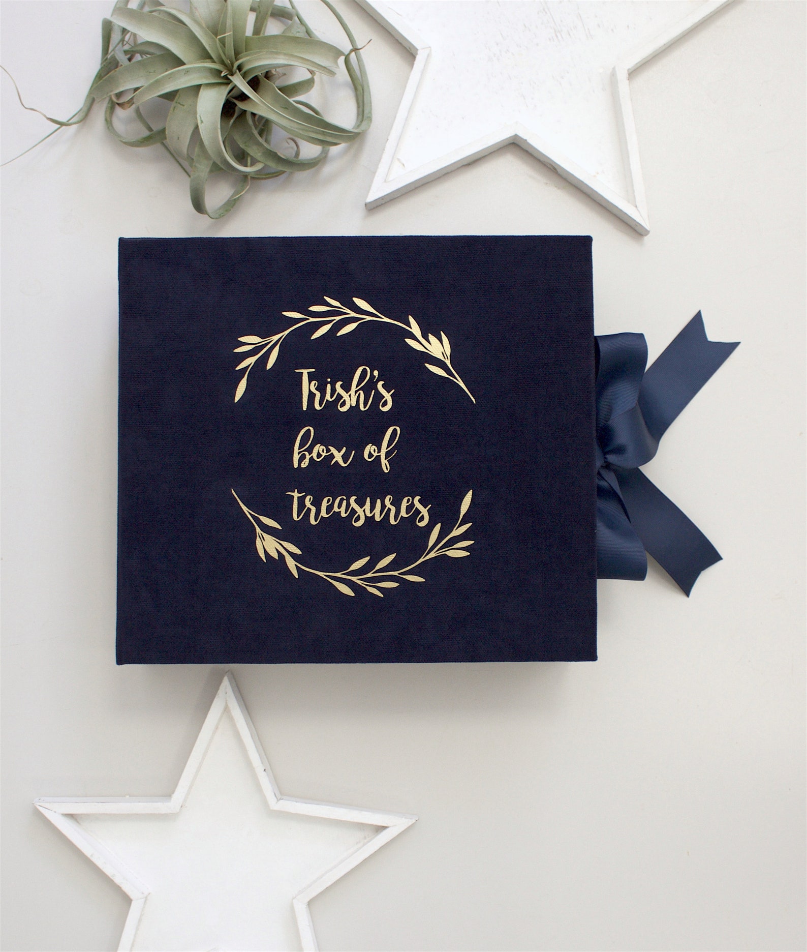 Personalized Baby Keepsake Box With Gold Lettering Memory | Etsy