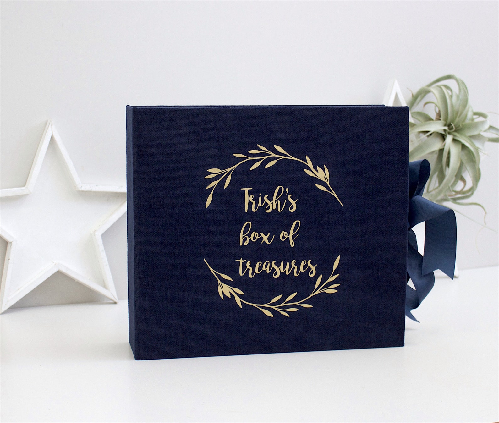 Personalized Baby Keepsake Box With Gold Lettering Memory | Etsy