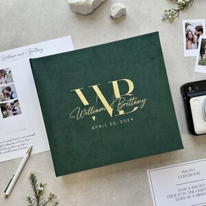 Wedding Guest Book With Matte Gold Lettering, Personalized Photo Guest ...