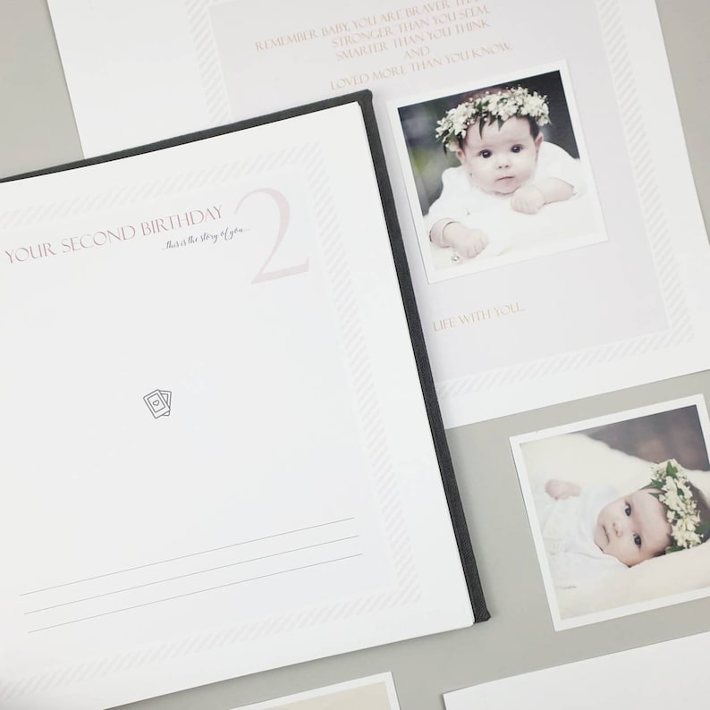 First Year Baby Memory Book Dark Gray Baby Girl Album - Etsy