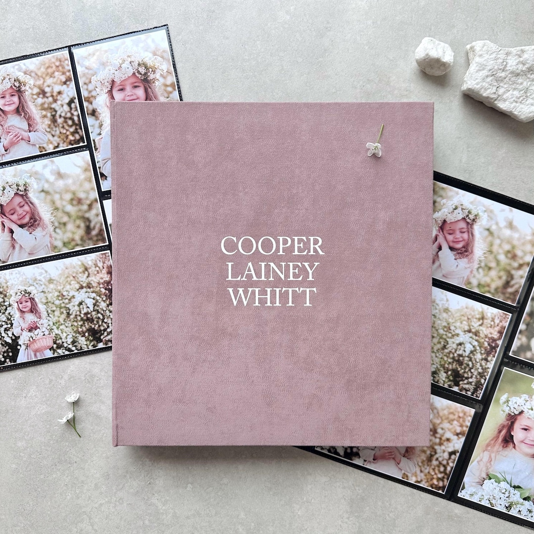 Extra Large Dusty Pink Baby Girl Photo Album, Slip in 4x6 Photo Memory ...