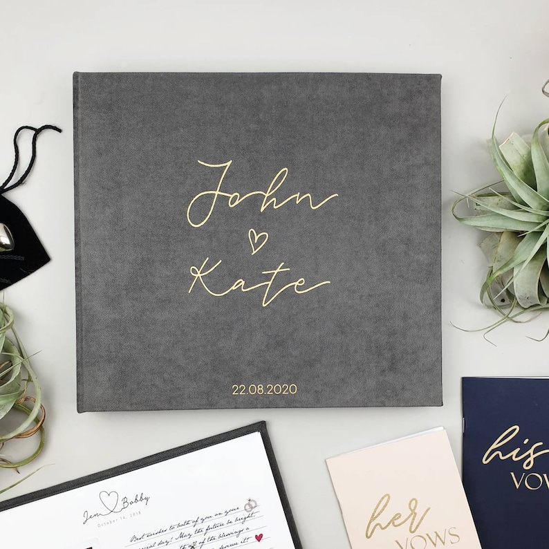 Wedding Guest Book Dark Gray With Matte Gold Lettering - Etsy