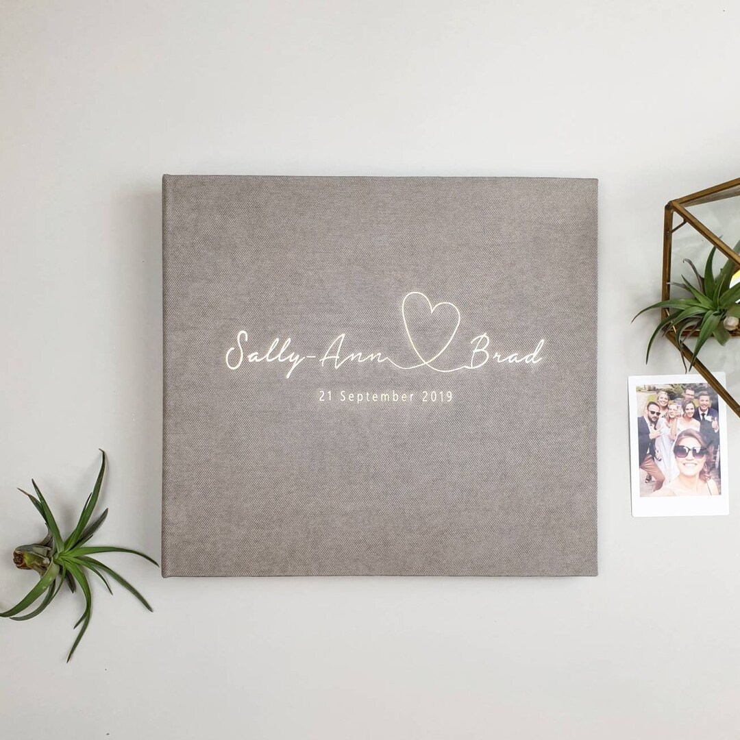 Tan Gray Wedding Guest Book, Personalized Wedding Photo Guest Book ...