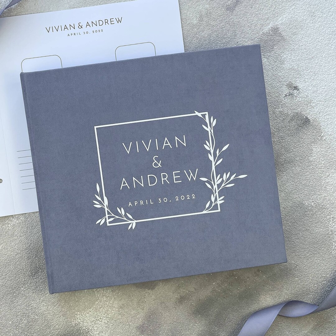 Wedding Guest Album With White Lettering, Personalized Photo Guest Book ...