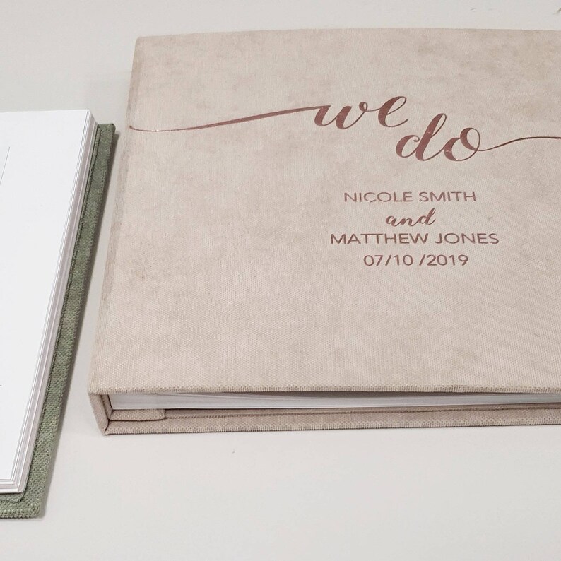 Dusty Pink Wedding Guest Book With Foil Rose Gold Lettering | Etsy