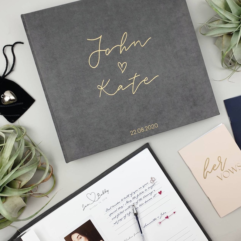 Wedding Guest Book Dark Gray With Matte Gold Lettering - Etsy