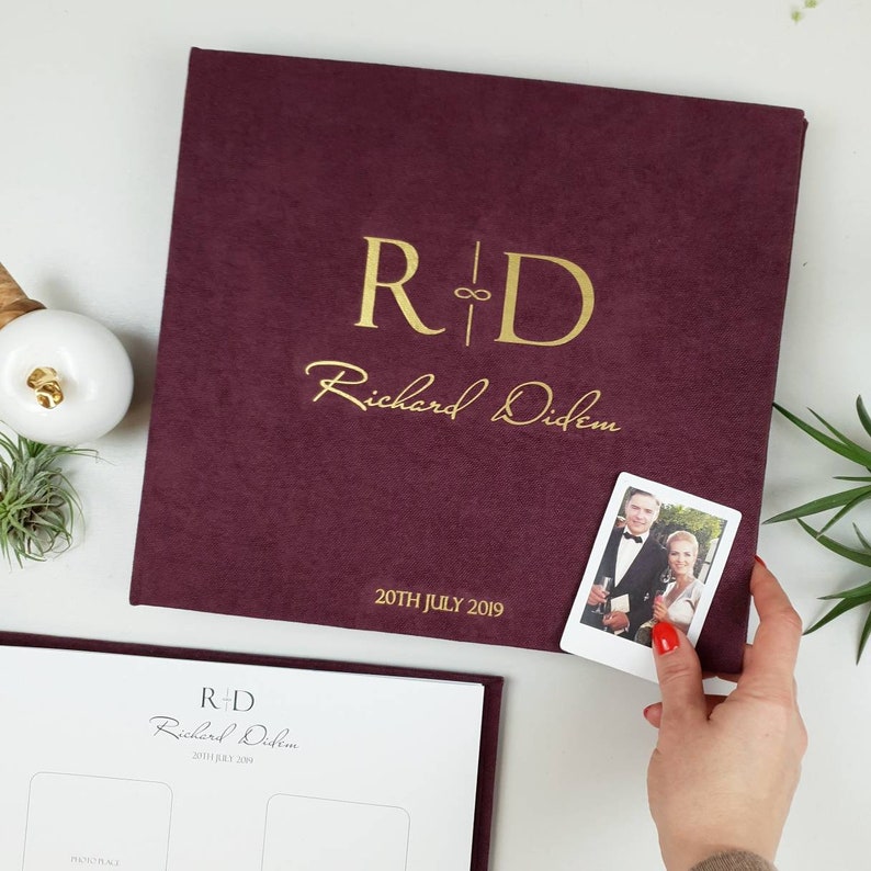 Marsala Wedding Guest Book With Matte Gold Lettering | Etsy