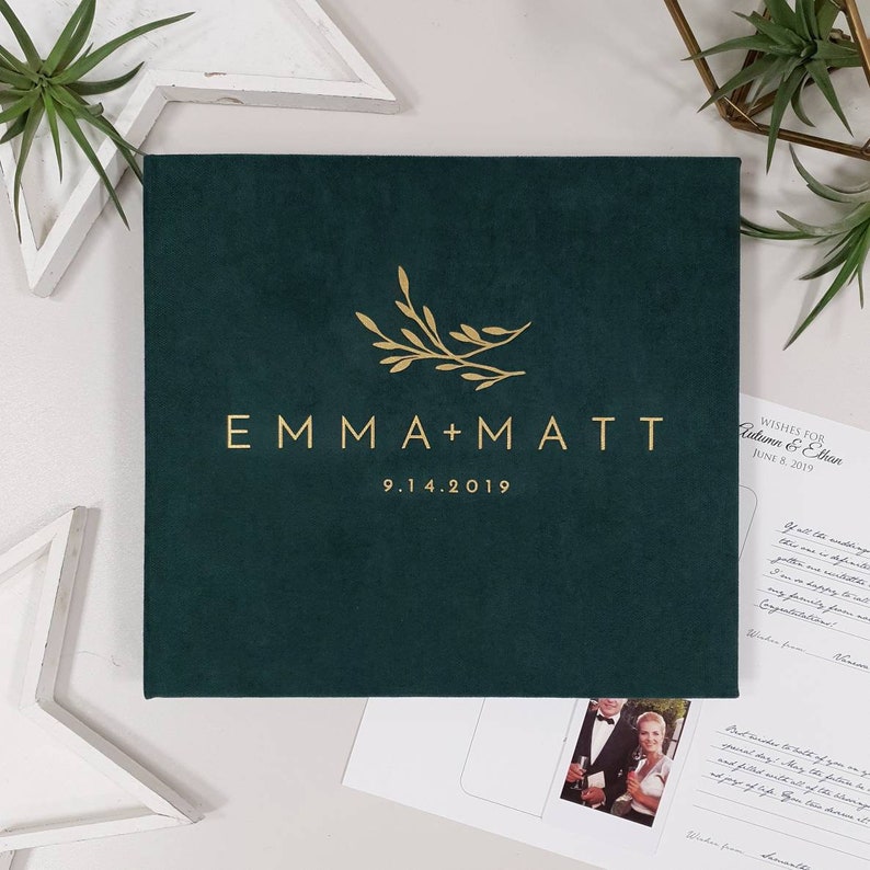 Hunter Green Wedding Photo Album With Matte Gold Lettering - Etsy