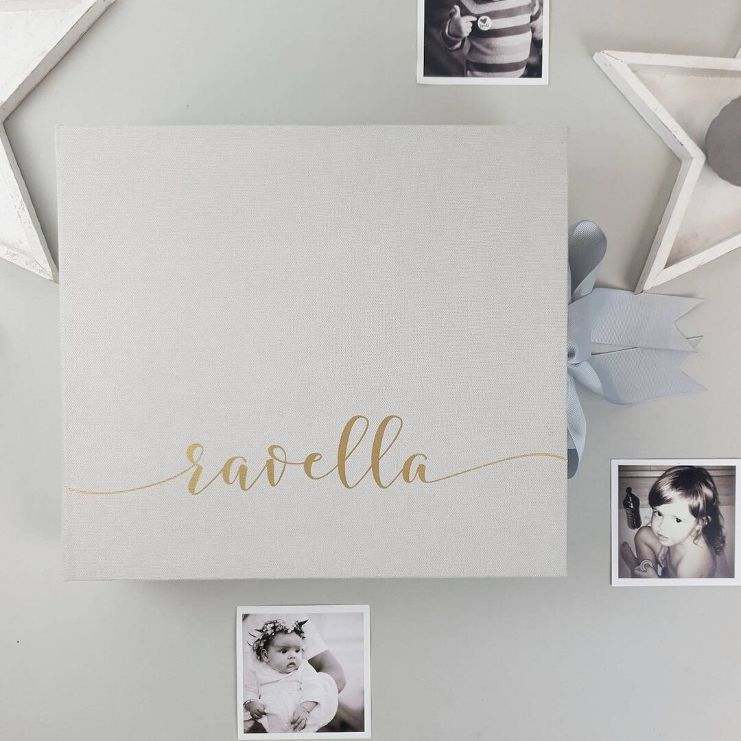 Extra Large Memory Box With Gold Lettering, Time Capsule Box, New Baby ...