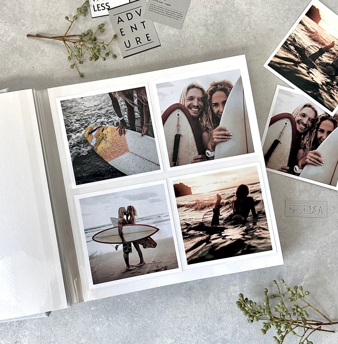 Personalised Modern Travel Photo Album, Memory Book With Self Adhesive ...