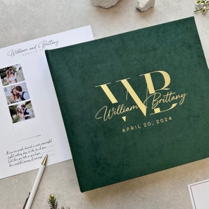 Wedding Guest Book With Matte Gold Lettering, Personalized Photo Guest ...