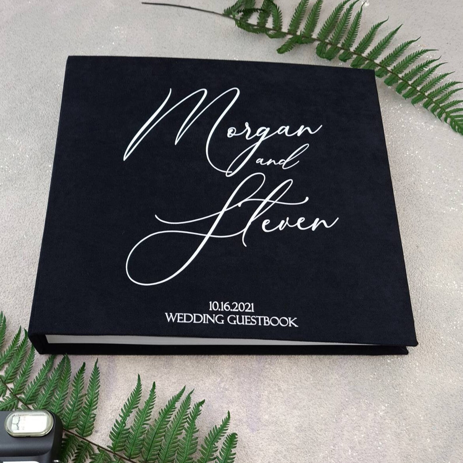 Black Wedding Album With White Lettering Personalized Photo - Etsy