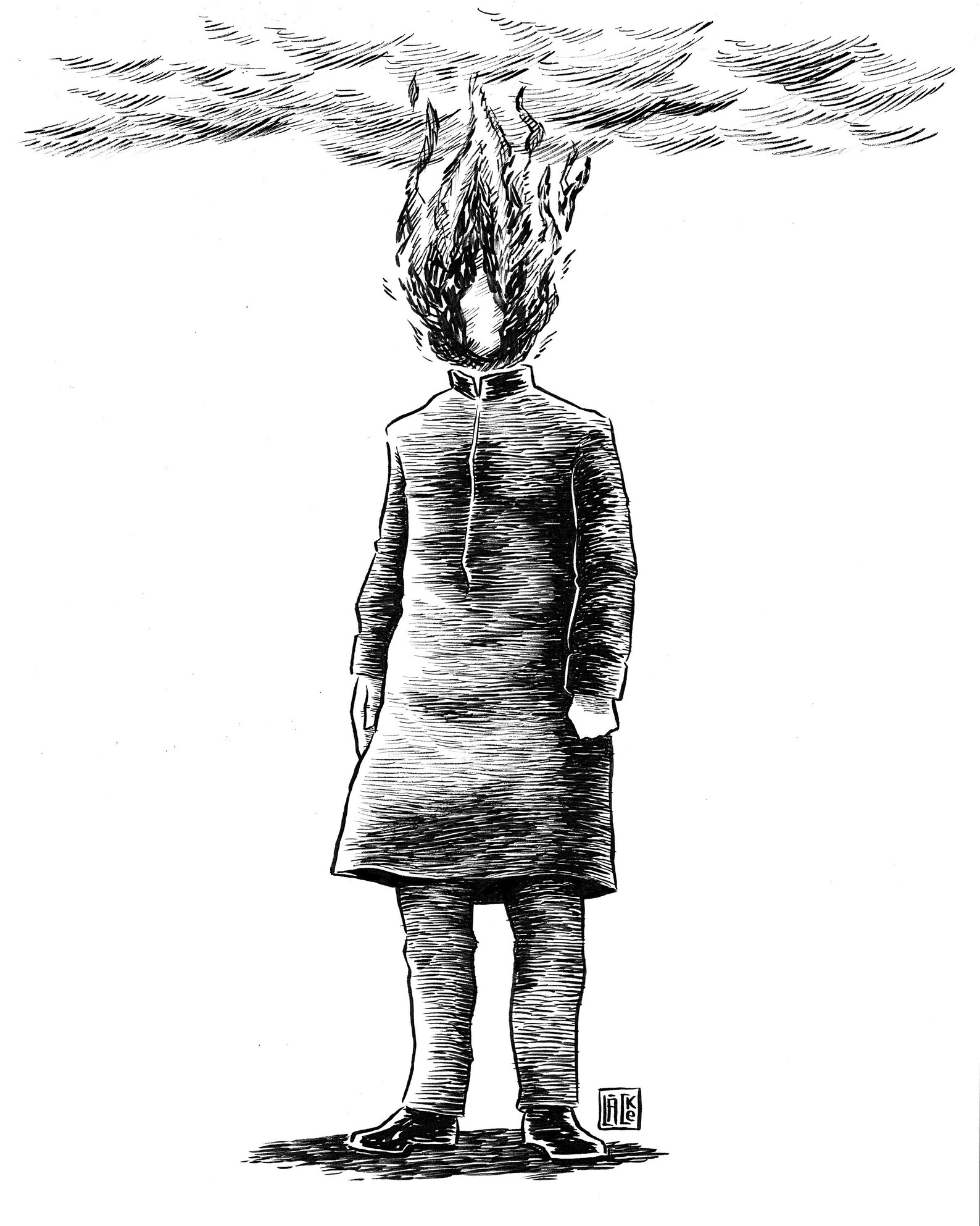 Head on Fire illustrated art print giclee print open edition | Etsy