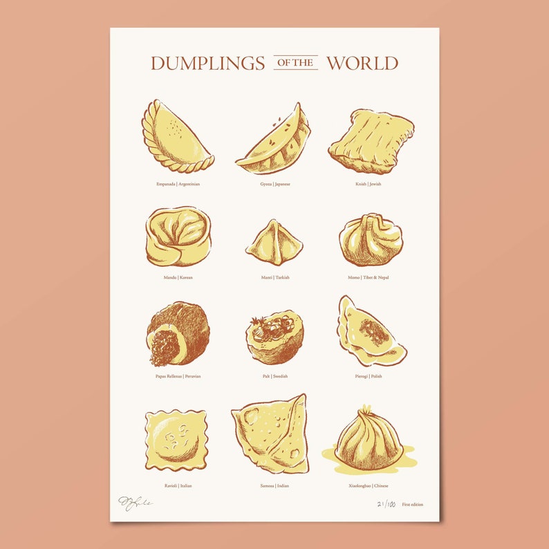 Dumplings of the World Hand Printed 2-color Screen Print Poster ...